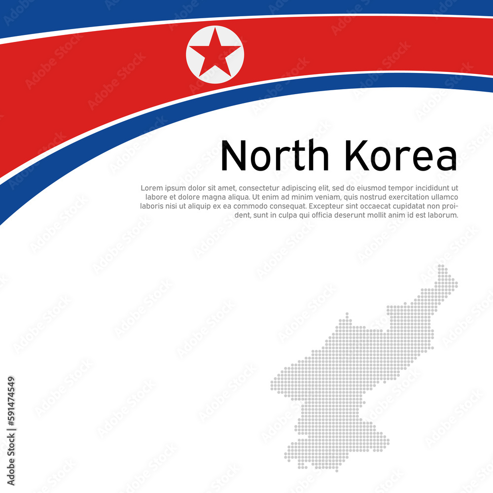 Abstract waving North korea flag, map. Background with wavy Democratic ...