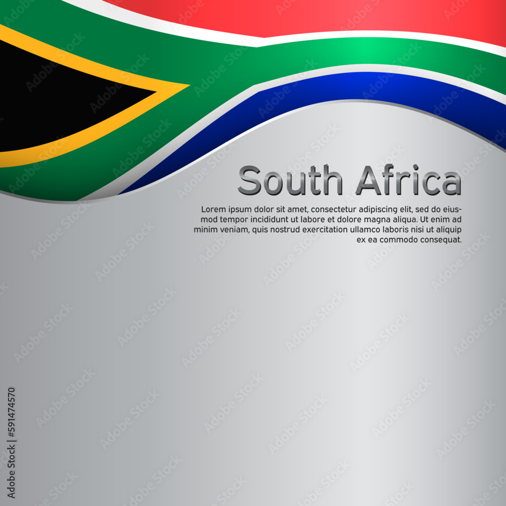 South africa flag on a metal background. National poster design ...