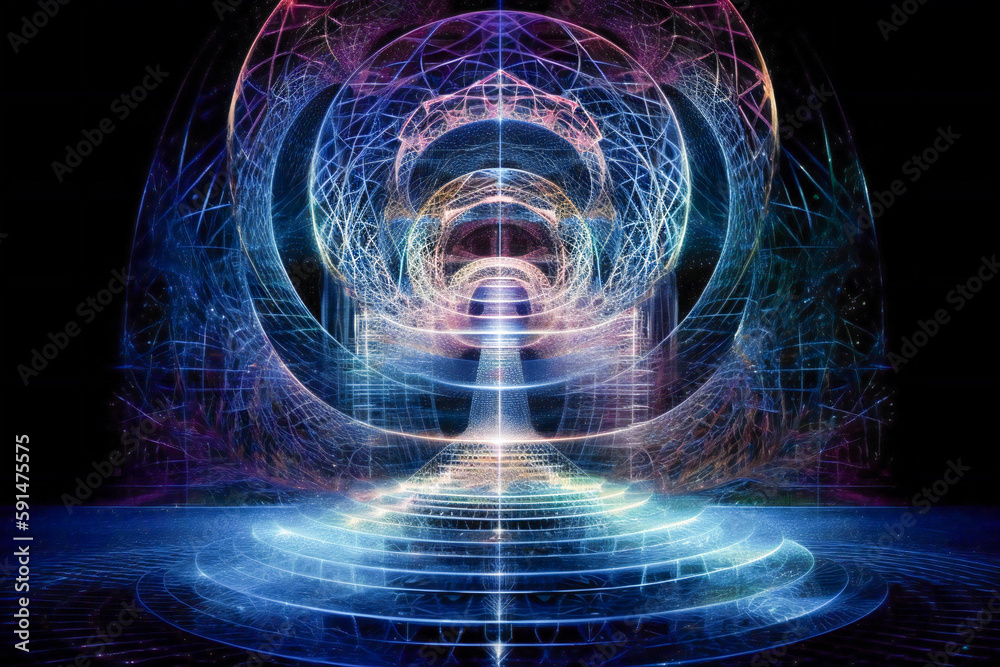 Fantasy big hall in heaven or in a spiritual dimension. Deep spiritual ...