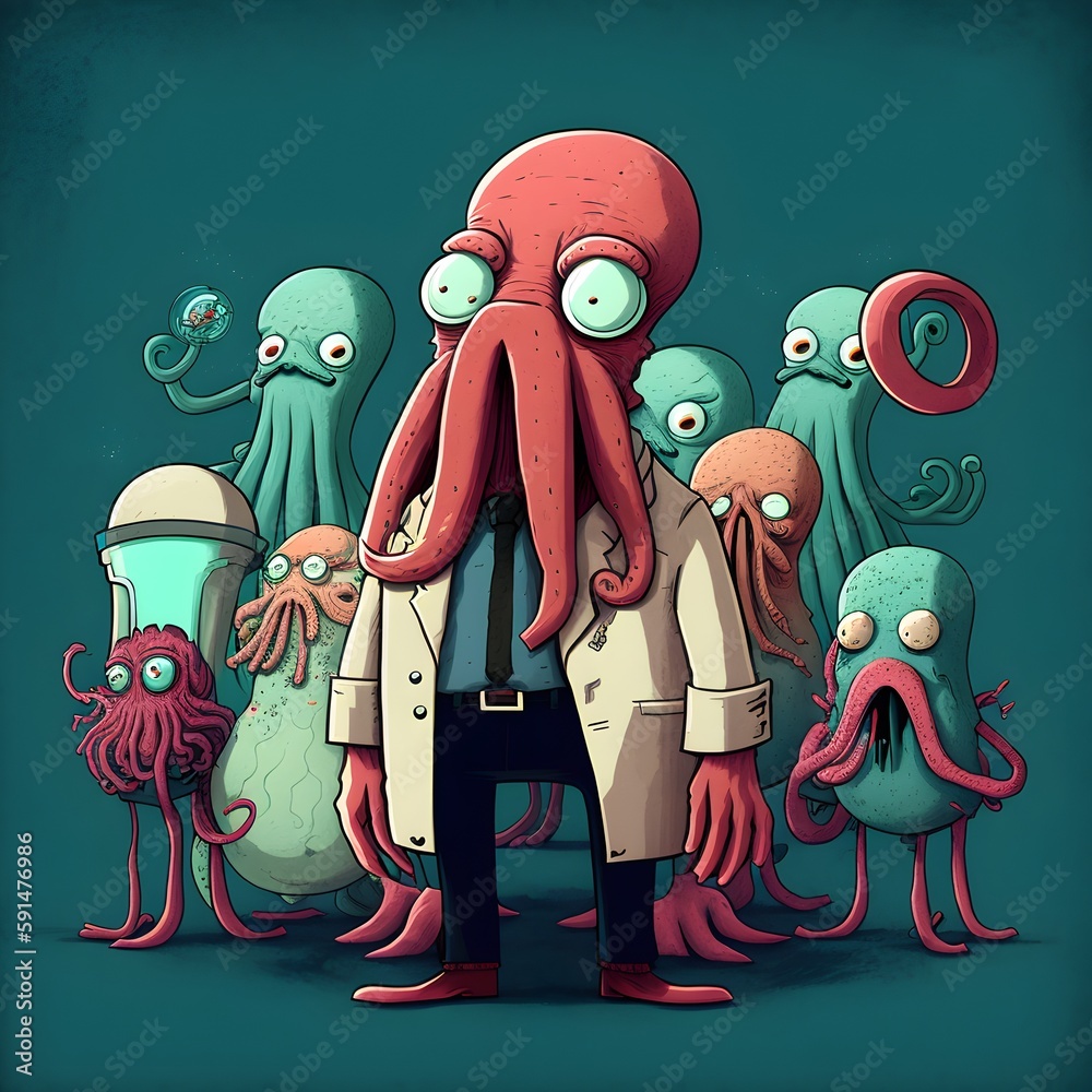 dr zoidberg and his space squid friends Stock Illustration | Adobe Stock