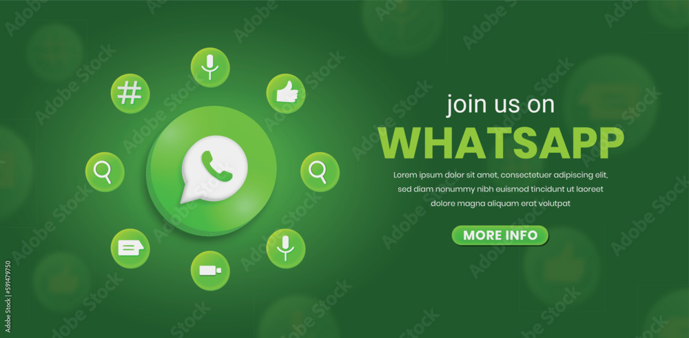 join us on whatsapp, 3d whatsapp logo with social media icon, whatsapp ...