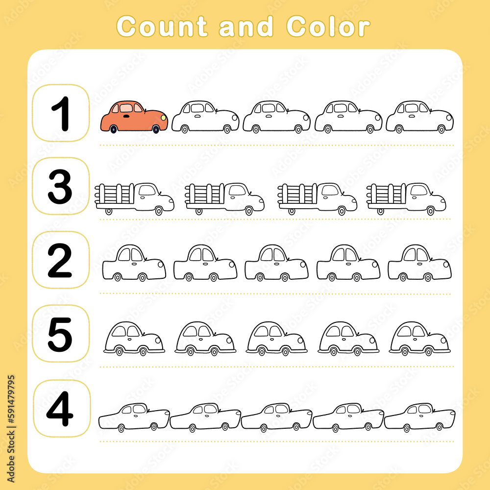 Count And Color Educational Children Activity With Cute Cars count-and-color-educational-children-activity-with-cute-cars