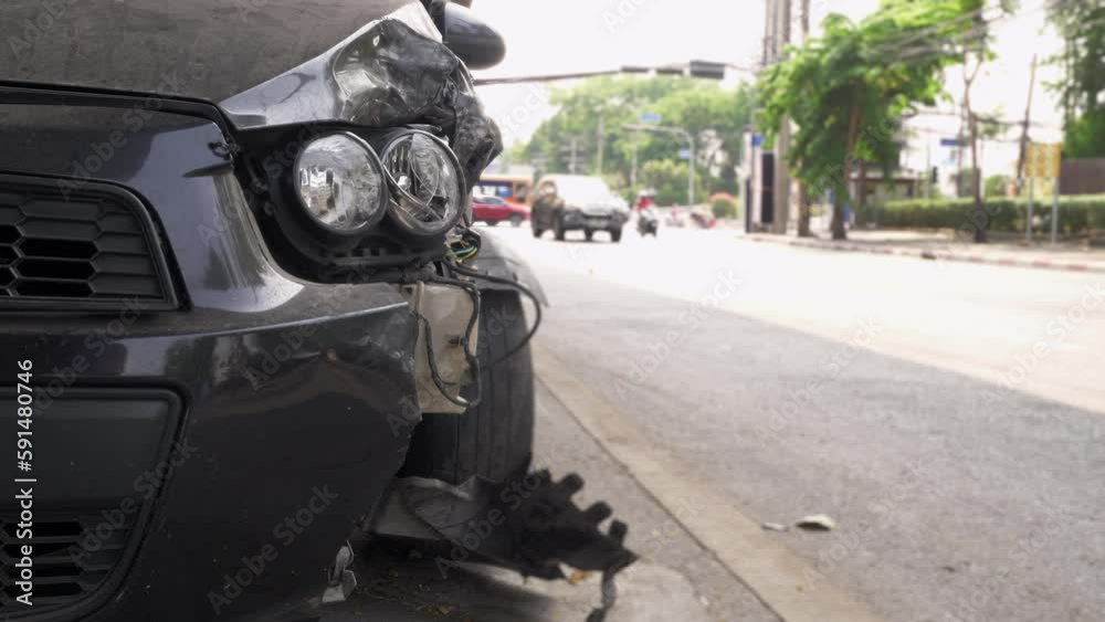 Vidéo Stock Automotive safety fconcept for emergency traffic. Wreck car ...