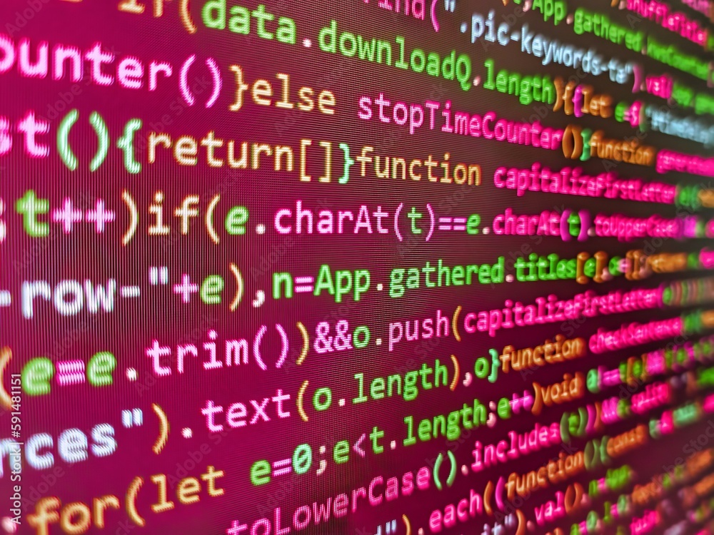 Programmer working in computer screen. Computer code program. HTML and ... Programmer working in computer screen. Computer code program. HTML and ...
