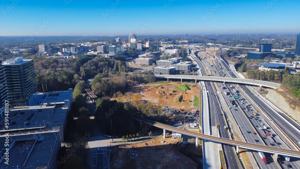 Rapid transit line rail system, elevated expressway along Perimeter ...