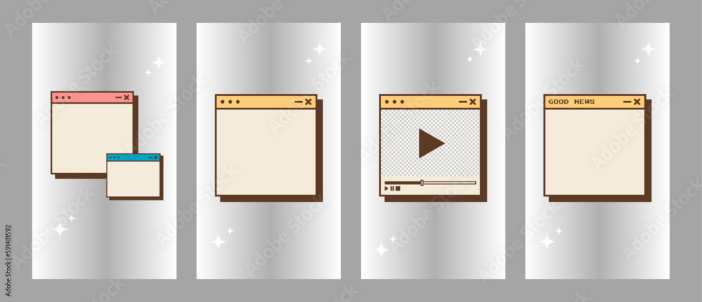 Social media browser frame template in Y2K, old school, retro ...