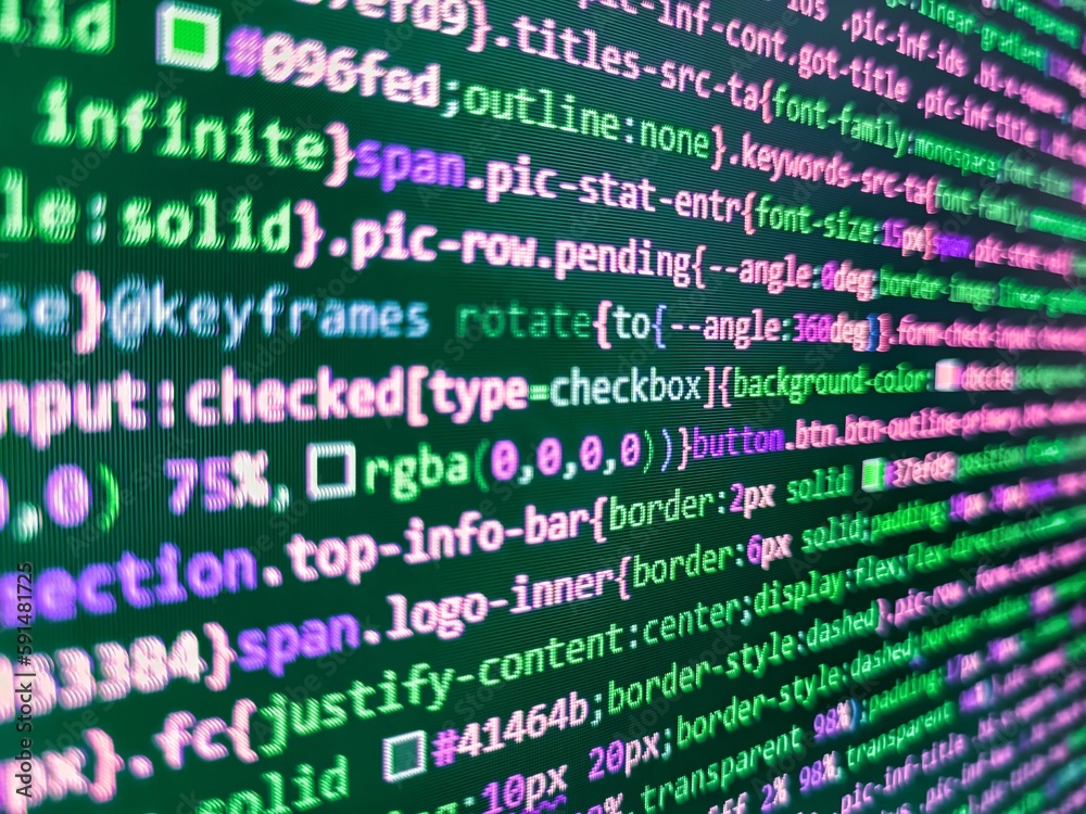 Monitor Photo Programming Code Abstract Background Screen Of Software Computer Script Typing
