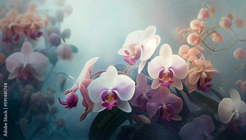 Beautiful orchids bloom wallpaper/ background Stock Illustration ...