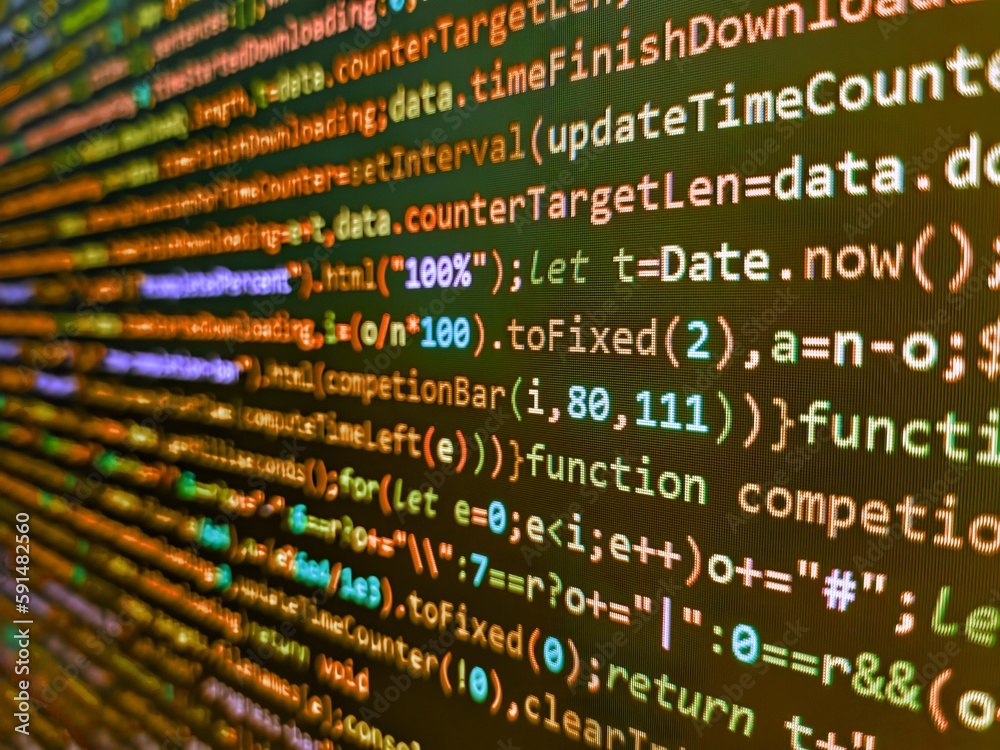 Website codes on computer monitor. Program code with display ...