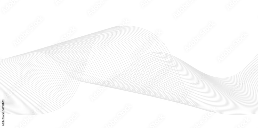 Abstract grey wave lines on transparent background. Technology, data ...