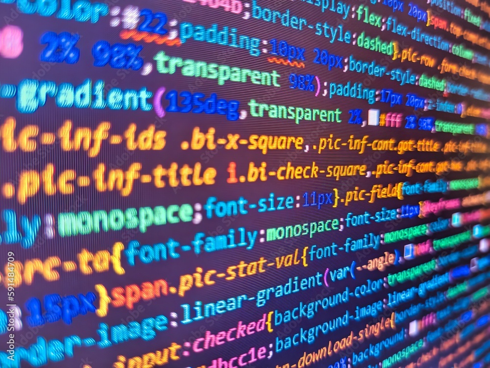 Computer security background. Modern tech. Notebook closeup photo. Mobile app building. Kiribati ...