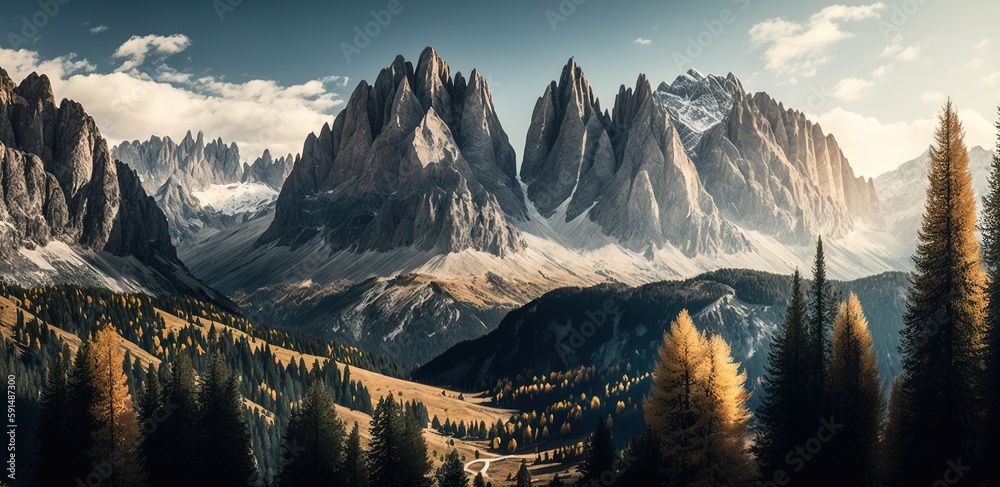 The Italian Dolomites are a mountain range that are covered in lush ...