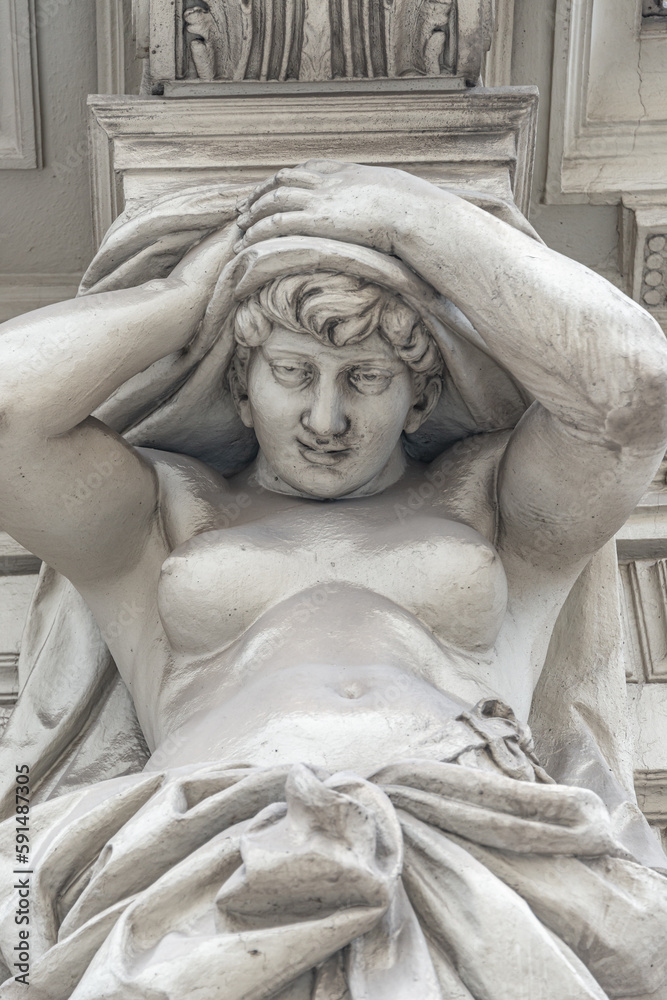Vienna Austria Portrait Of Balcony Support Statue As Atlas Of Young