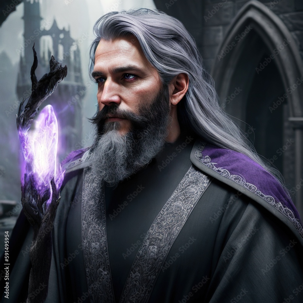 Arcane master a realistic gaming avatar of a male wizard in RPG style ...