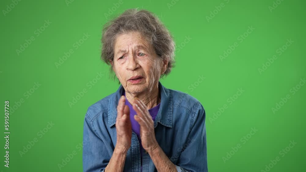 Unhappy irritated frustrated sad angry elderly senior old woman with ...