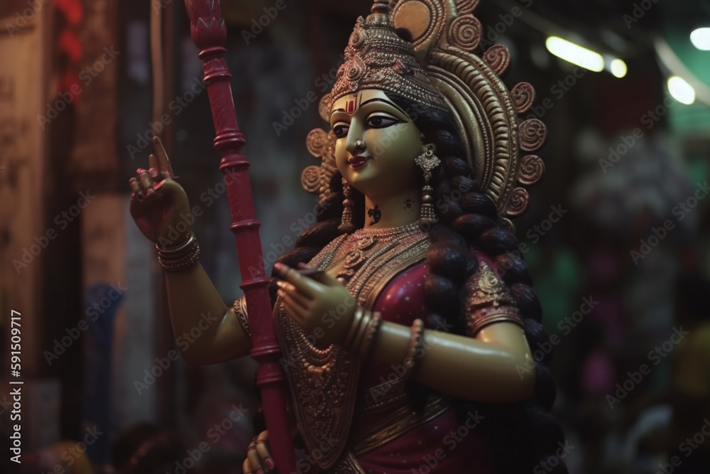 Religion concept. Hindu goddess Maa Saraswati statue. Generative AI ...