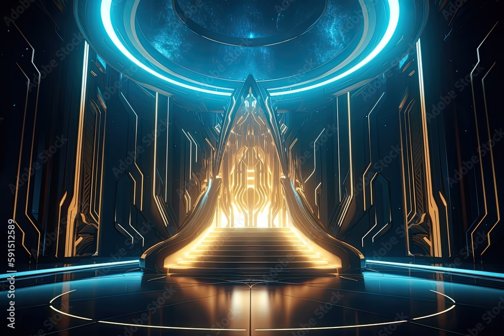 futuristic space stage design. Generartive Ai Stock Illustration ...