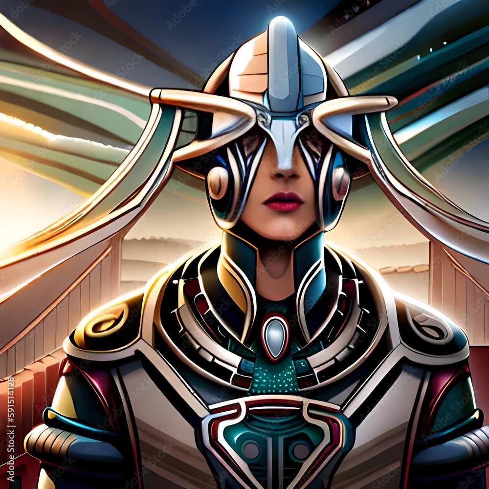 silver race alien dark robot futuristic daggers war tribal shiny ...