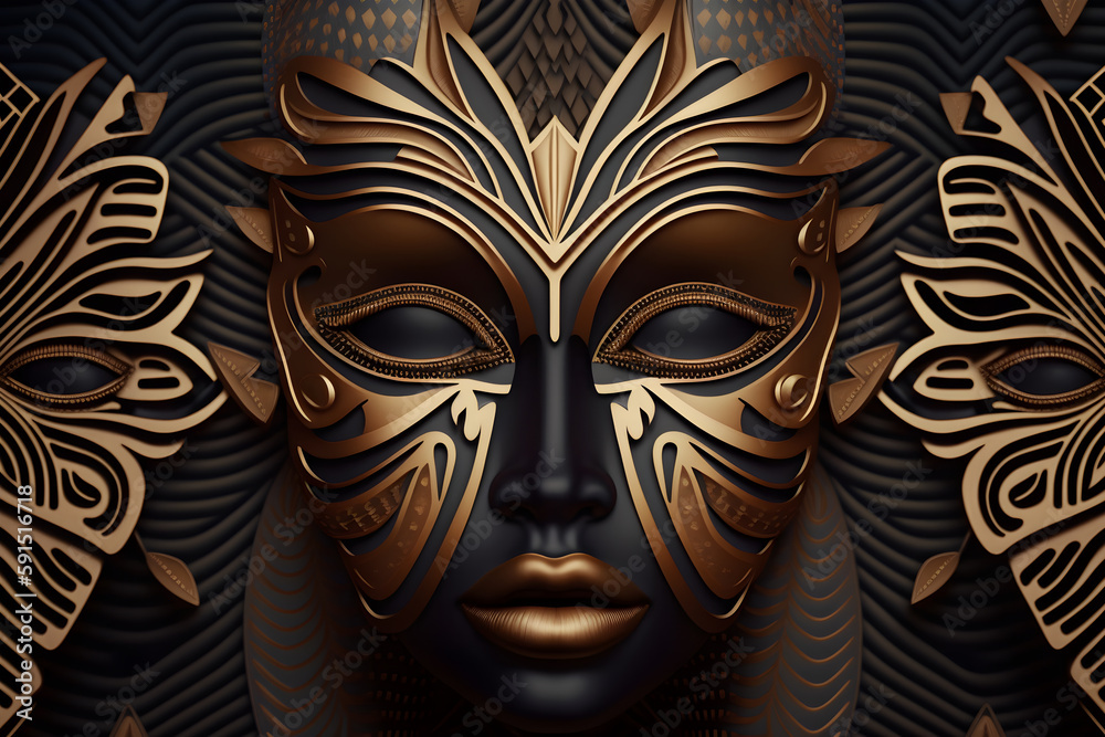 luxury Afrofuturism Mask Pattern ideal for backgrounds or decoration ...