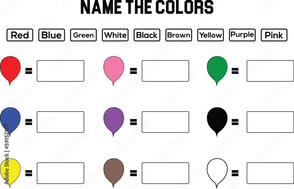Name the colors by matching the color names. Kids Activity worksheet ...