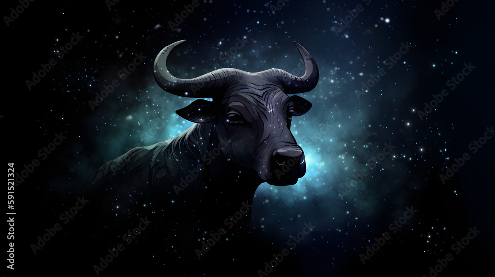 Taurus Zodiac Sign. Abstract night sky background.Generative AI ...