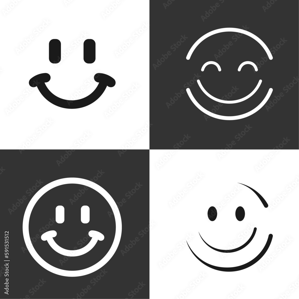4 logo set. Smiley face. Good against any background. You can add text ...
