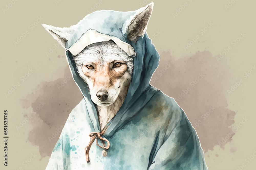 The wolf from Little Red Riding Hood dressed as a granny. Big bad wolf ...