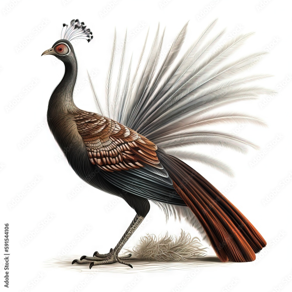 a drawing of a bird with feathers on it's back legs and tail feathers ...