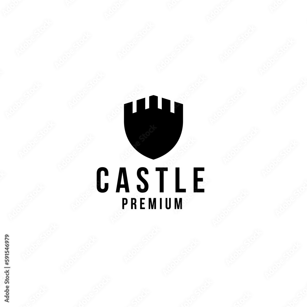 Vector castle with shield logo design concept template illustration ...