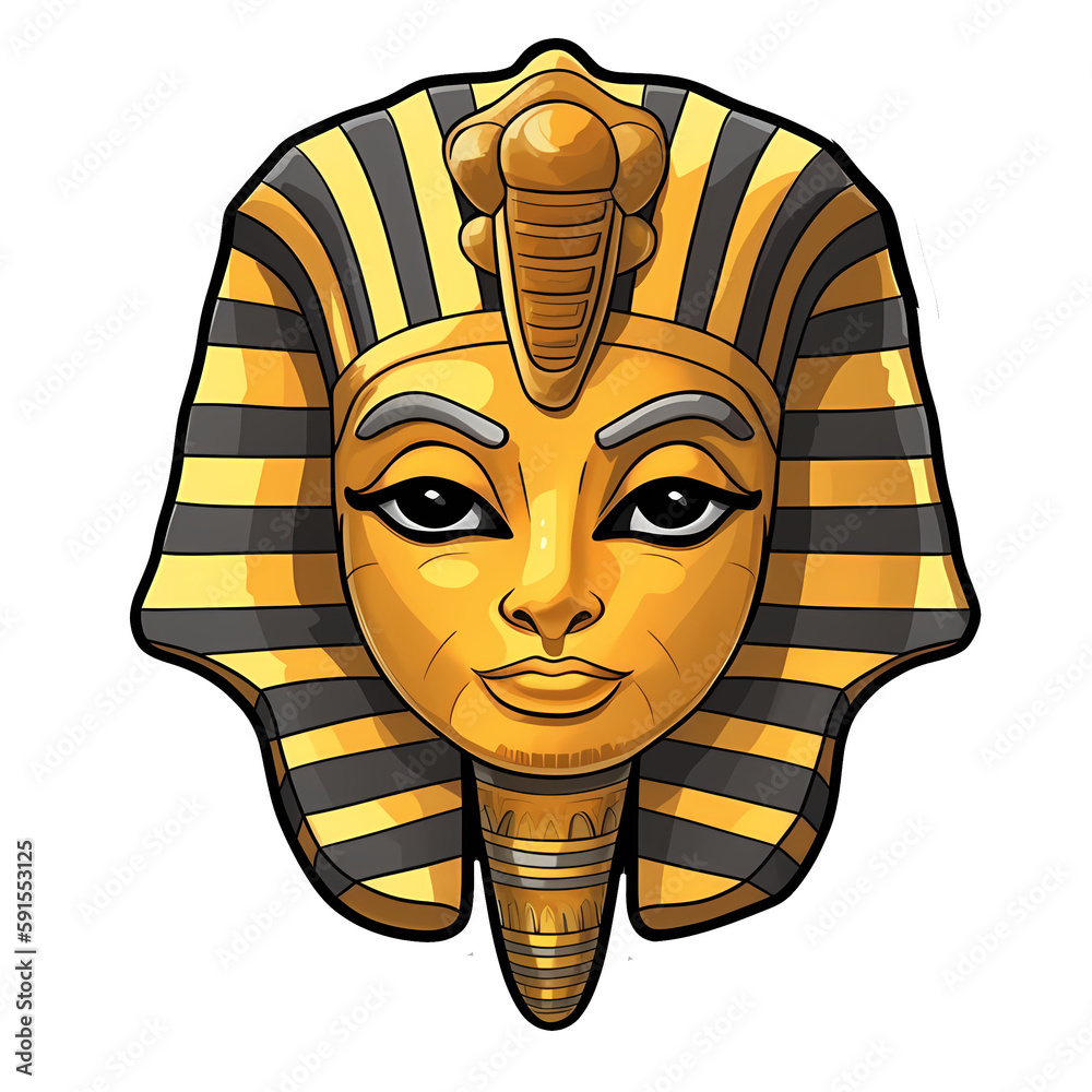 cartoon King Tutankhamun's mask illustration Stock Illustration | Adobe ...