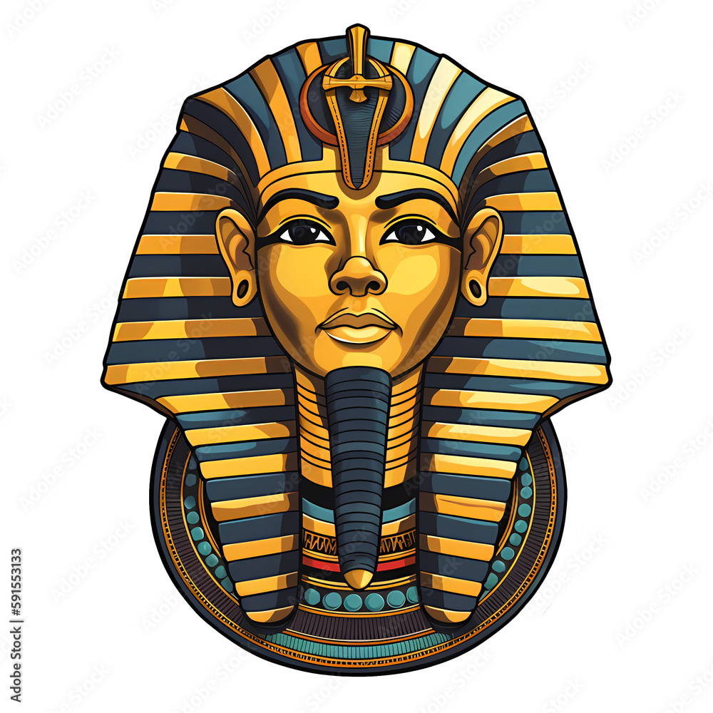 cartoon King Tutankhamun's mask illustration Stock Illustration | Adobe ...