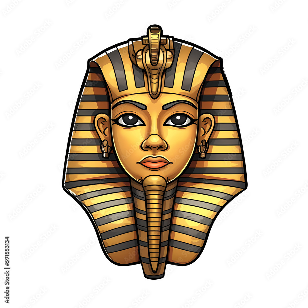 cartoon King Tutankhamun's mask illustration Stock Illustration | Adobe ...