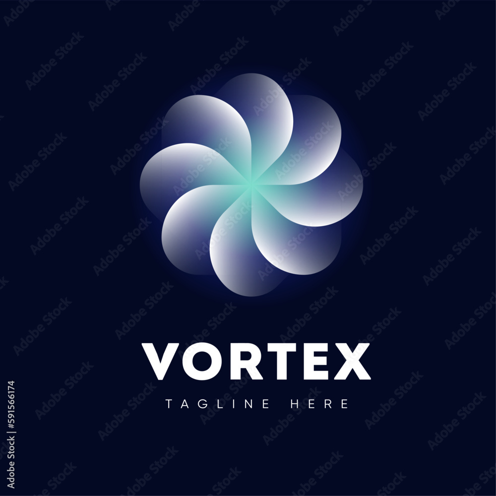 Vortex logo. Symbol like propeller with wind. Dynamic icon. Identity ...