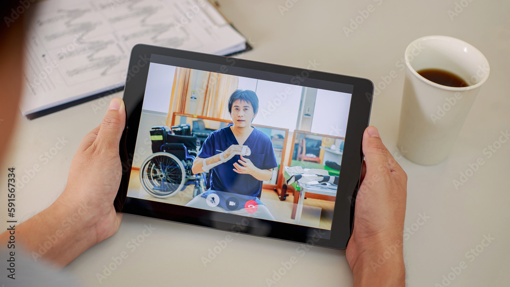 Telemedicine and home healthcare concept of telehealth video call with ...