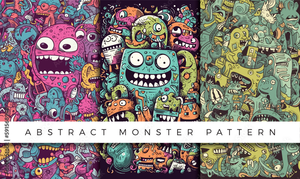 Abstract monster pattern backgrounds Stock Vector | Adobe Stock
