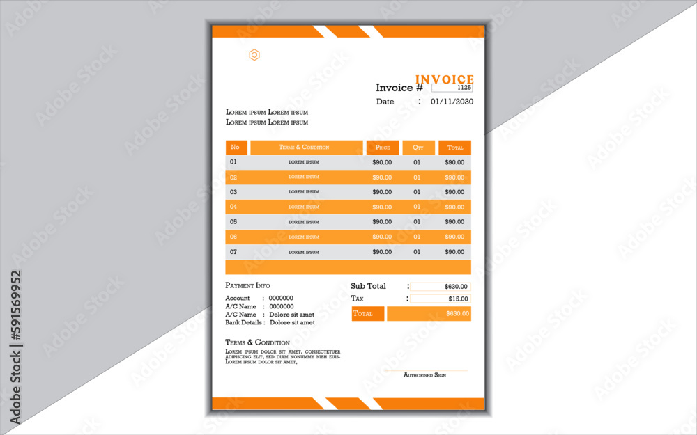 Corporate Business Invoice design template vector illustration bill ...