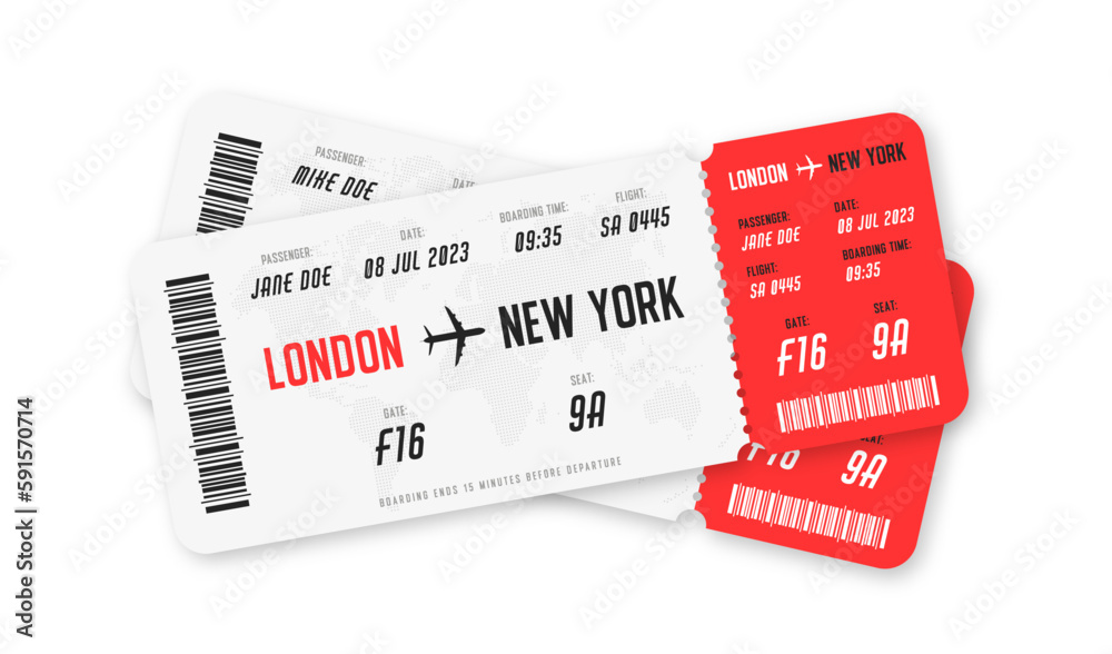Boarding pass template. Airline ticket design with abstract information ...