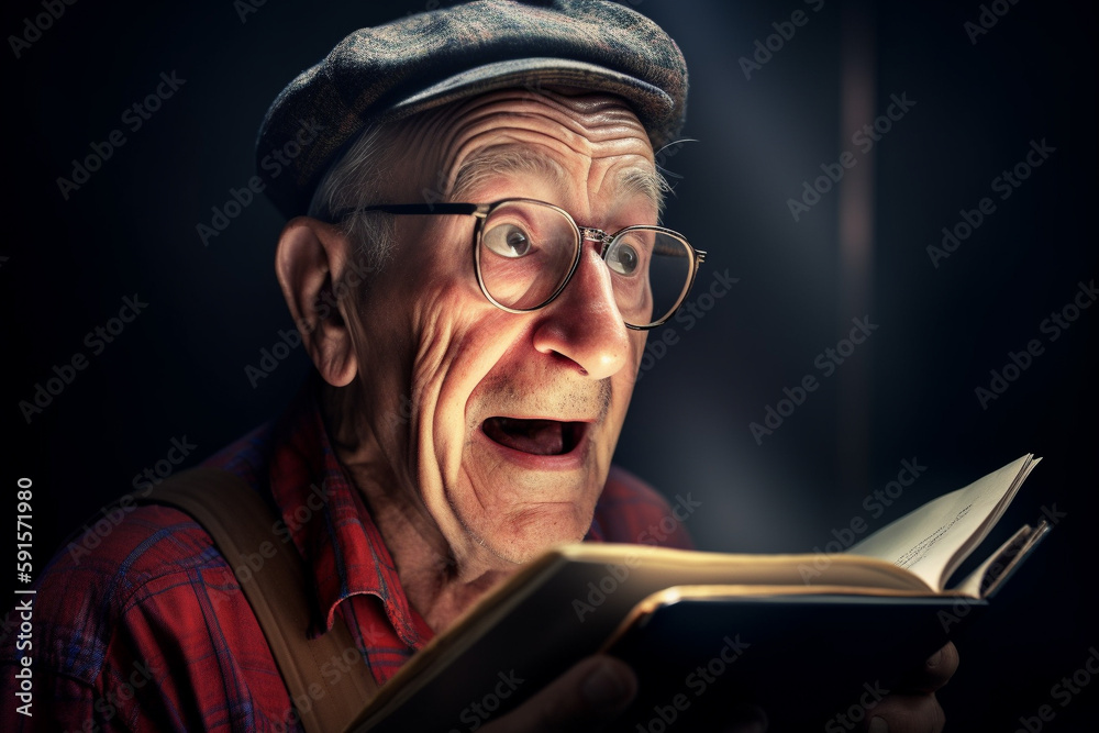 Funny old man trying desperately to use a tablet. Generative AI Stock ...