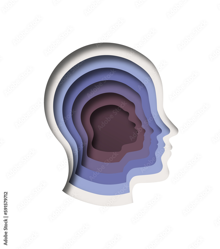Papercut human man evolution illustration concept. Modern 3d paper cut ...