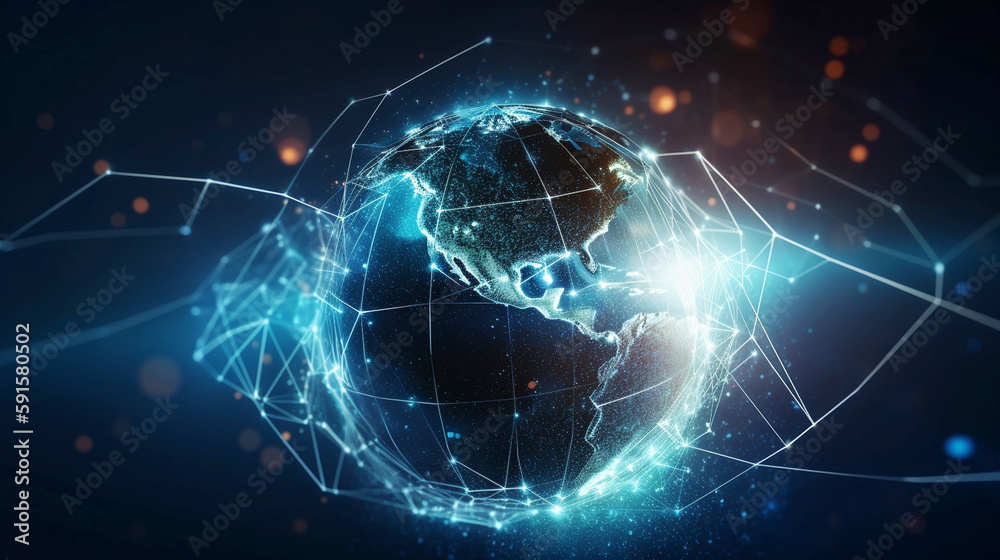 Communication technology global world network concept. Connection lines ...