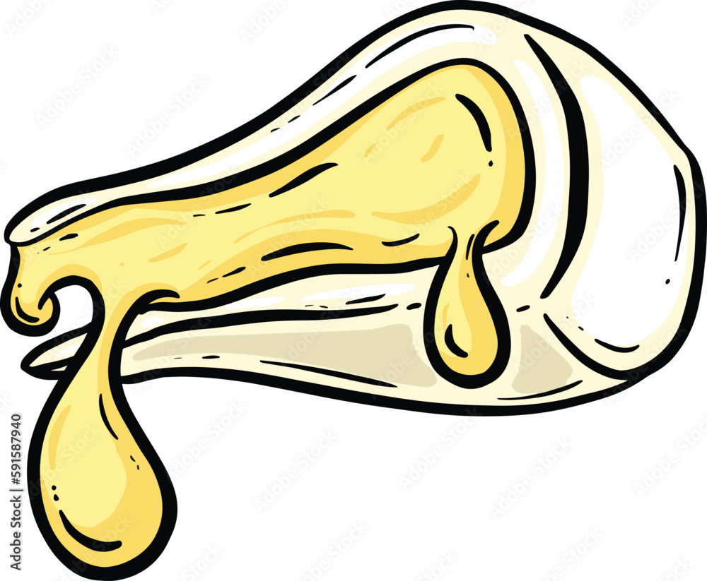 Cartoon Brie Or Camembert Melting Slice of Cheese Stock Vector | Adobe ...