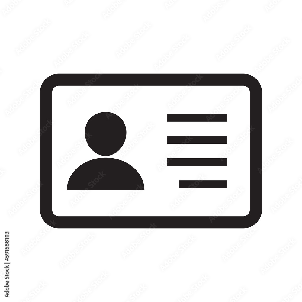 Id card icon. Id card badge icon. Identification card, driver's license ...