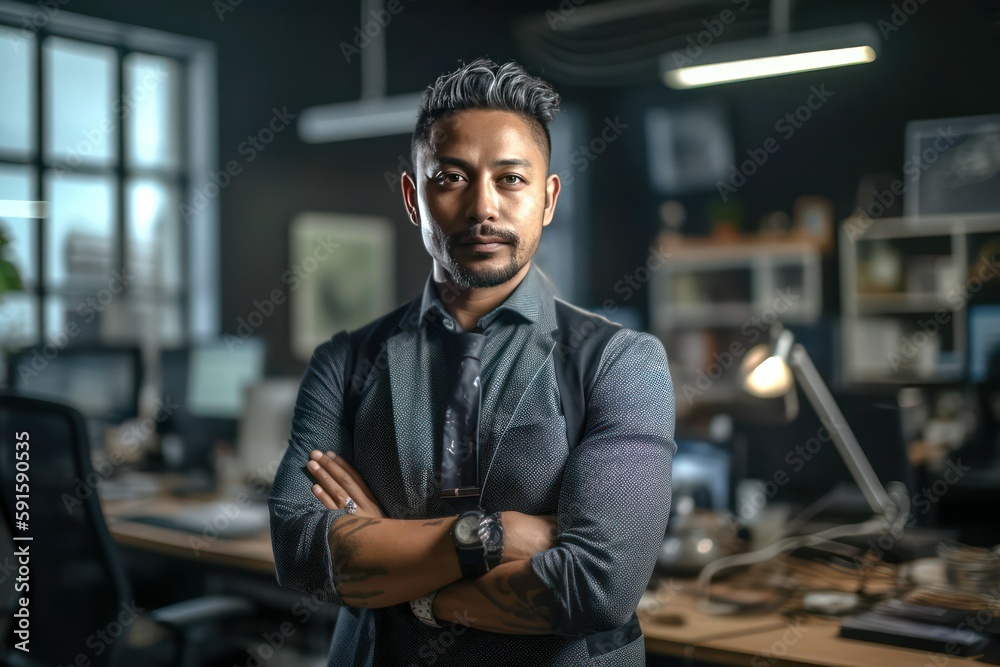 Confident tech startup founder portrait, young entrepreneur with ...