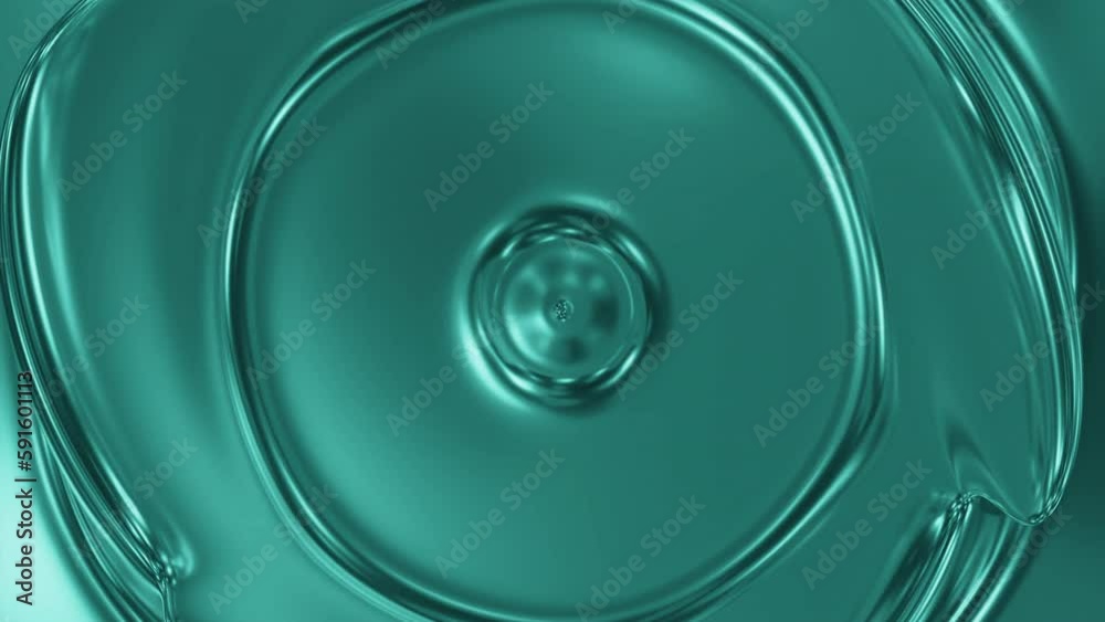 Bright metallic liquid with rippling rings. Design. Vibrations of ...