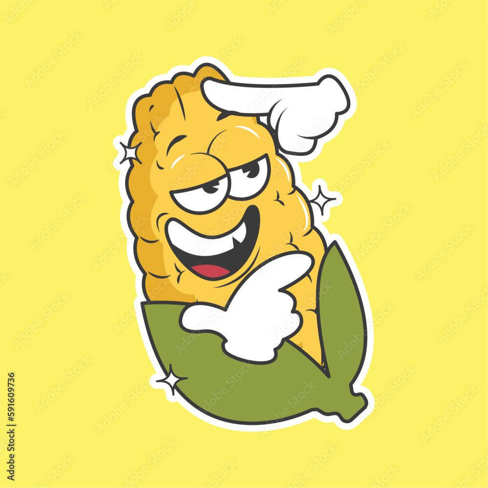 cute cartoon of corn, vector illustration Stock Vector | Adobe Stock