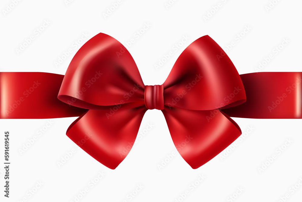 Decorative red bow with a horizontal red ribbon. Vector bow for your ...