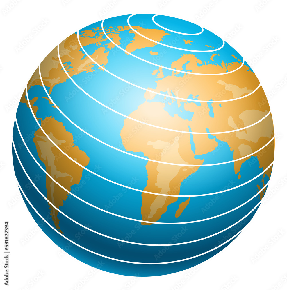 Latitude circles illustration. Earth planet map lines Stock ...