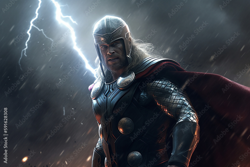 thor with lightning Generative AI ilustração do Stock | Adobe Stock