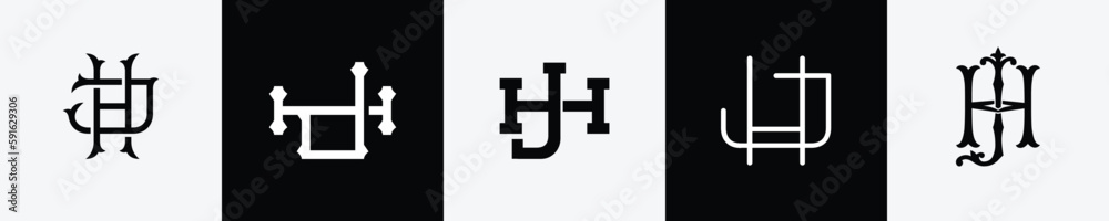 Initial letters JH Monogram Logo Design Bundle Stock Vector | Adobe Stock