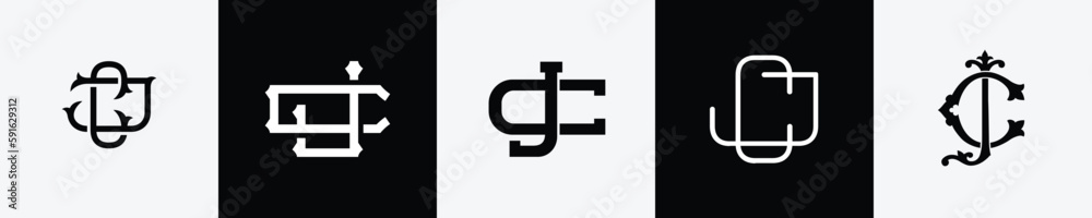 Initial letters JC Monogram Logo Design Bundle Stock Vector | Adobe Stock